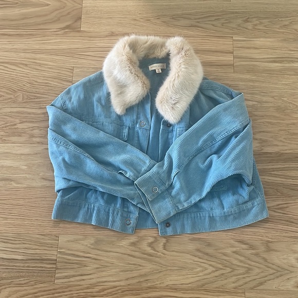 Honey Punch | Jackets & Coats | Honey Punch Blue Corduroy Cropped ...